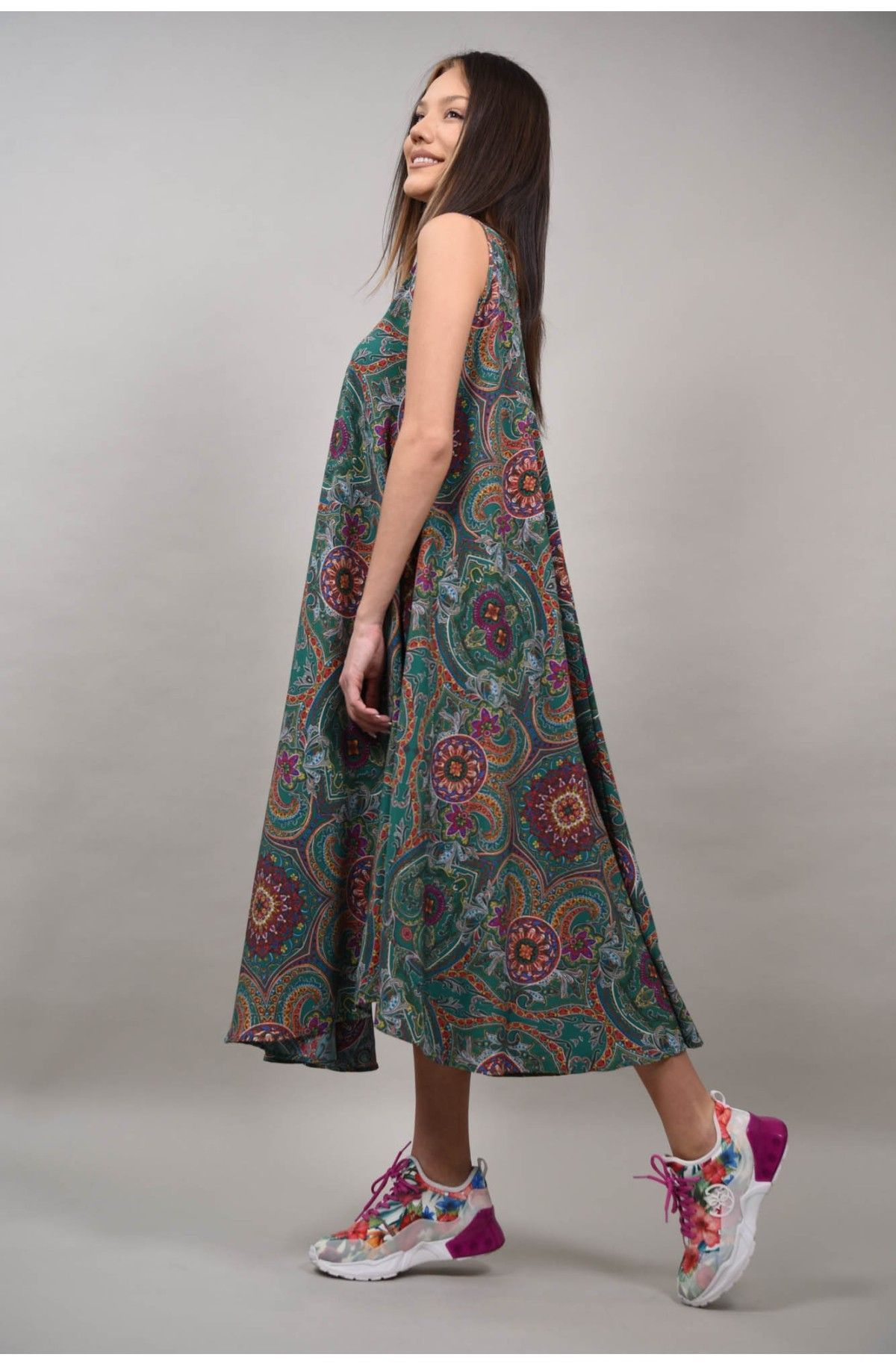 Rochie lunga cu bretele colorata mandale Alessia