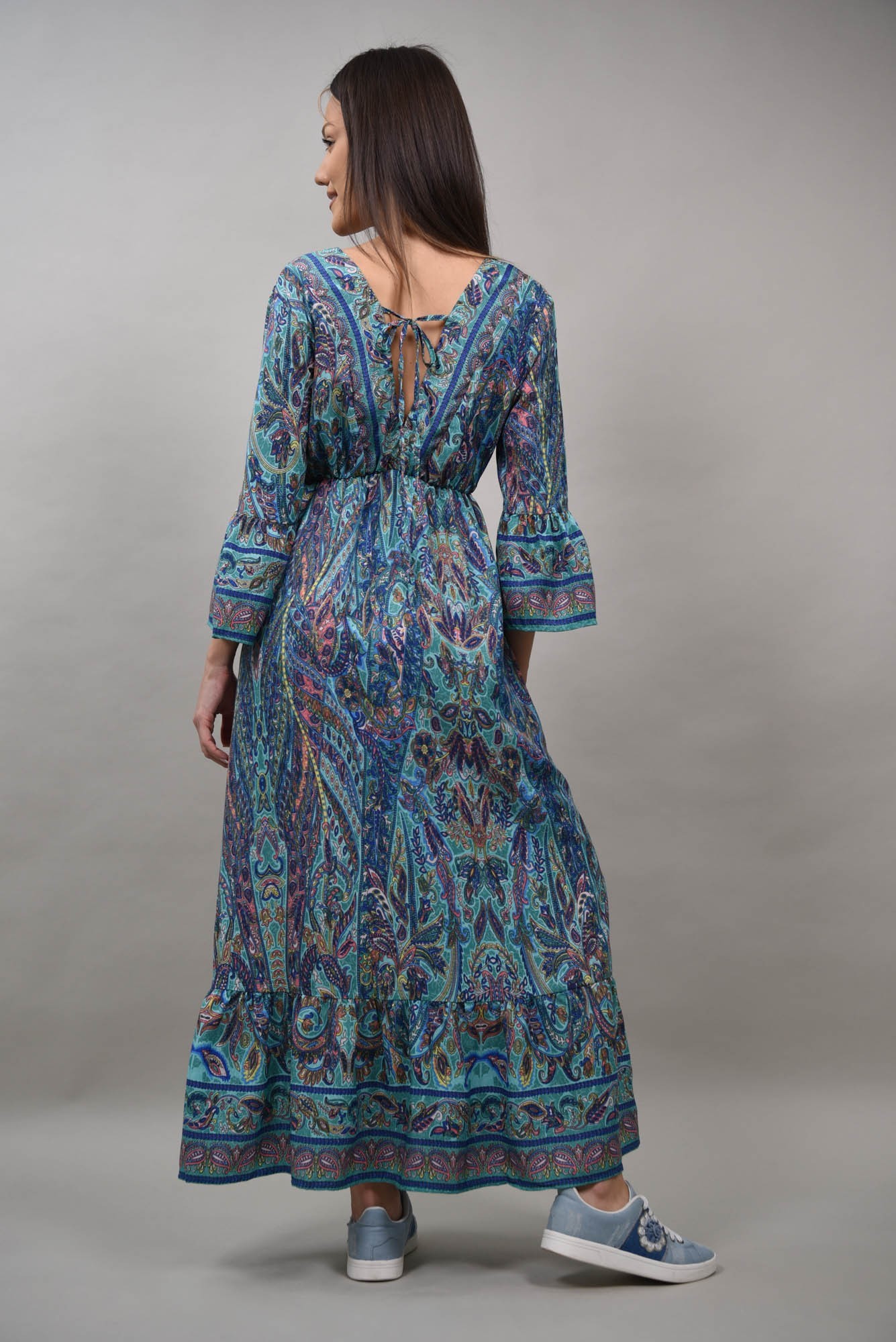 Rochie Boho Chic Indian lungă multicolora decolteu V Capaci