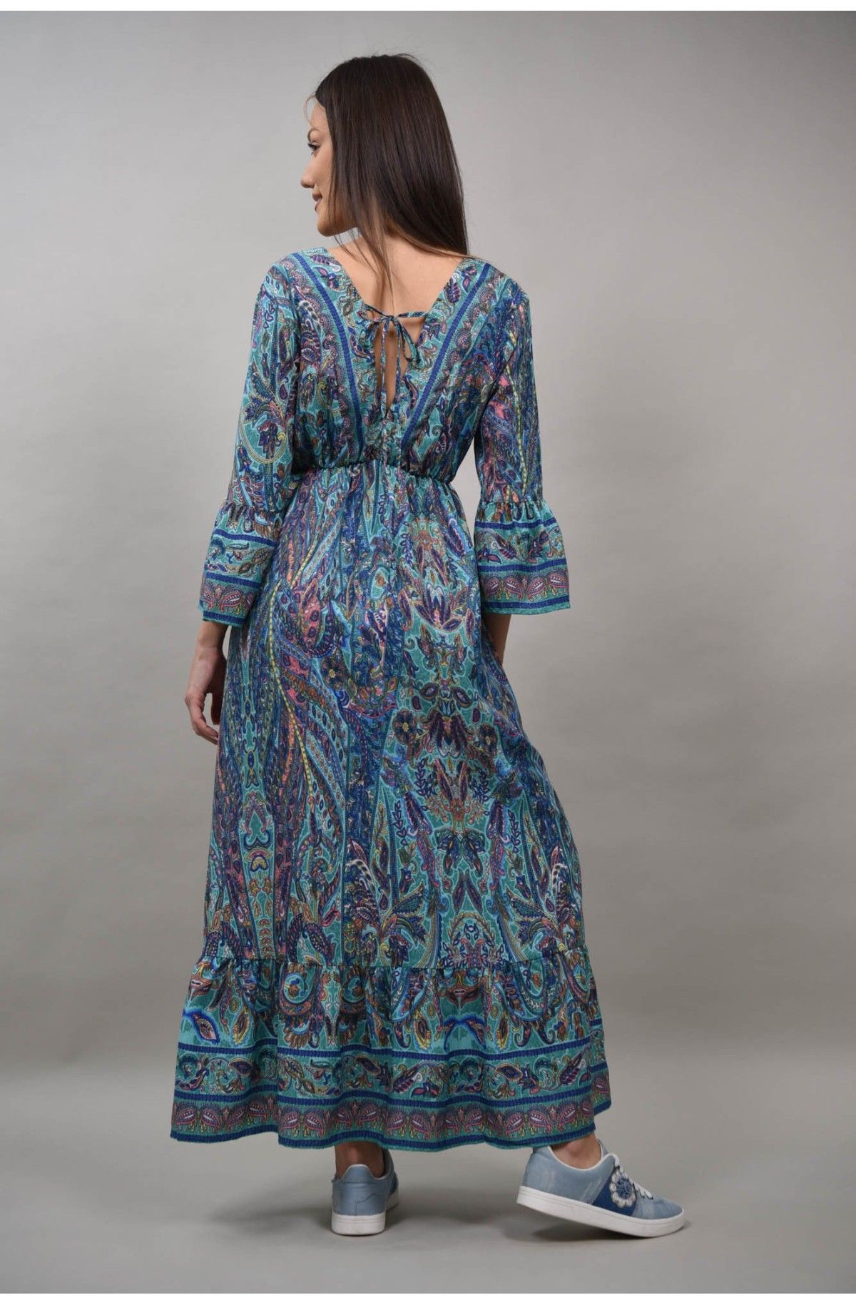 Rochie Boho Chic Indian lungă multicolora decolteu V Capaci