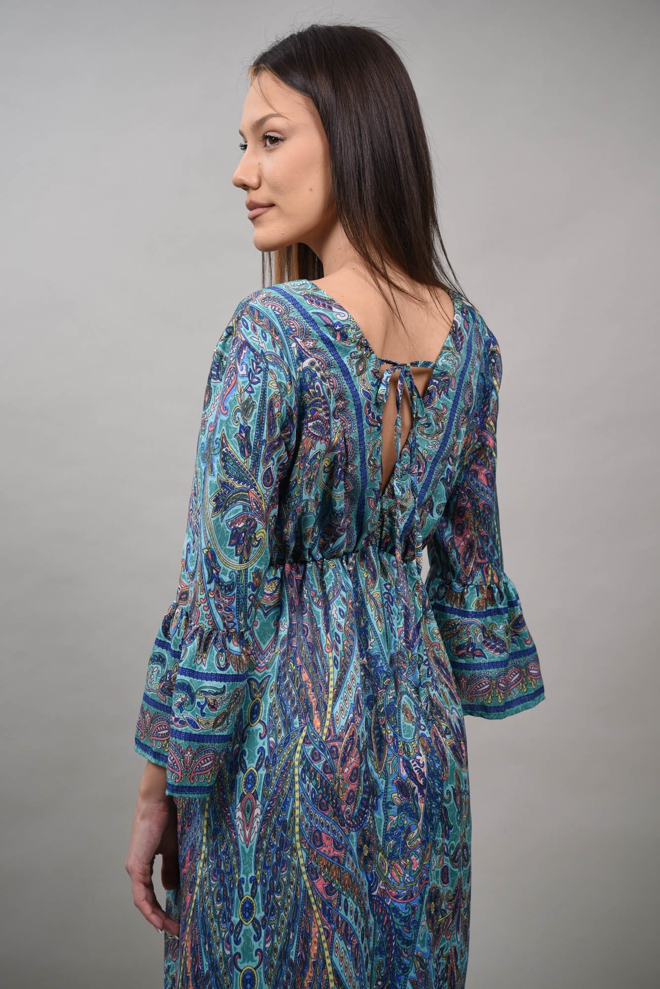 Rochie Boho Chic Indian lungă multicolora decolteu V Capaci