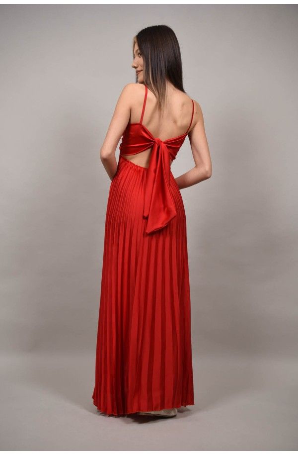 Rochie lunga de ocazie plisata spate cut out si cupe Rosina Neally